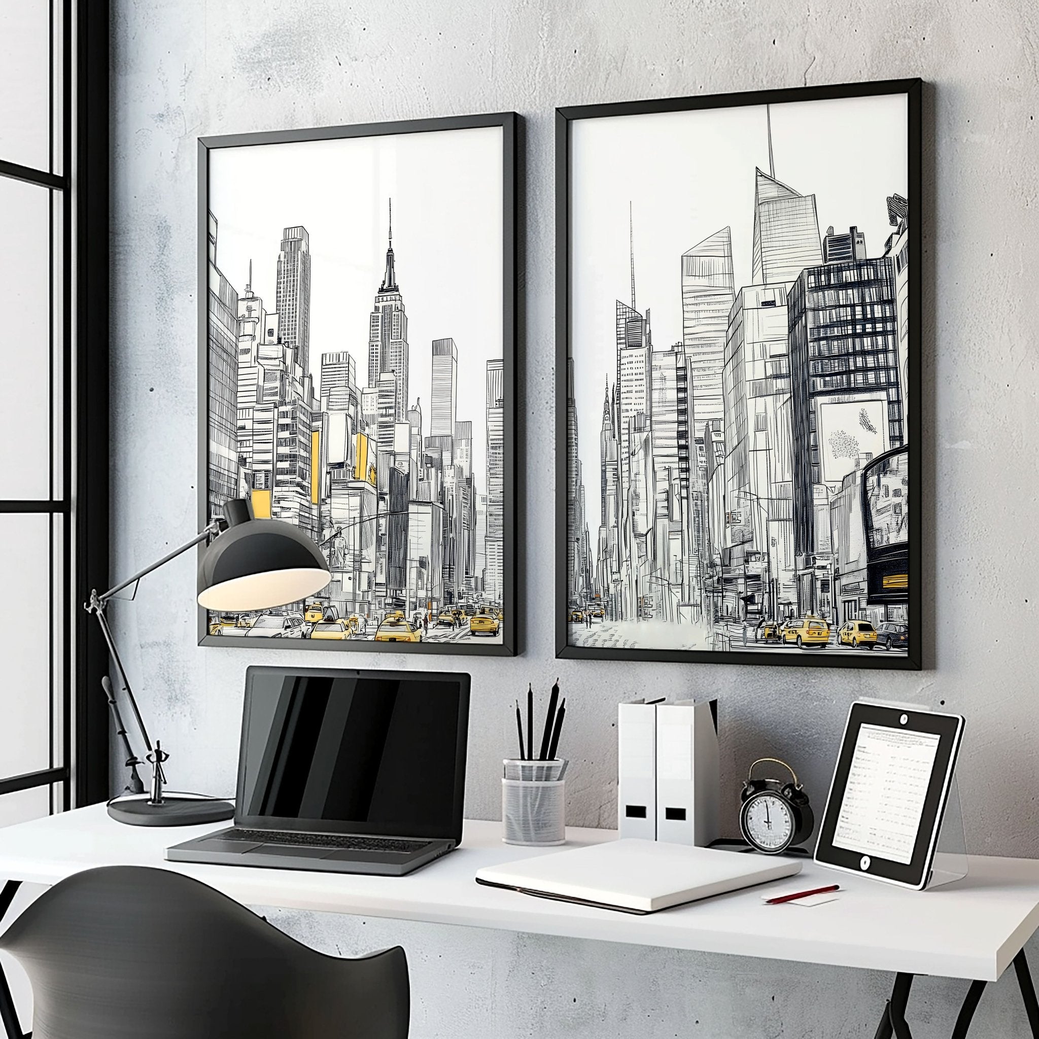 Extra Large Posters For Walls | Set of 2 Urban Skyscrapers Wall art Pr