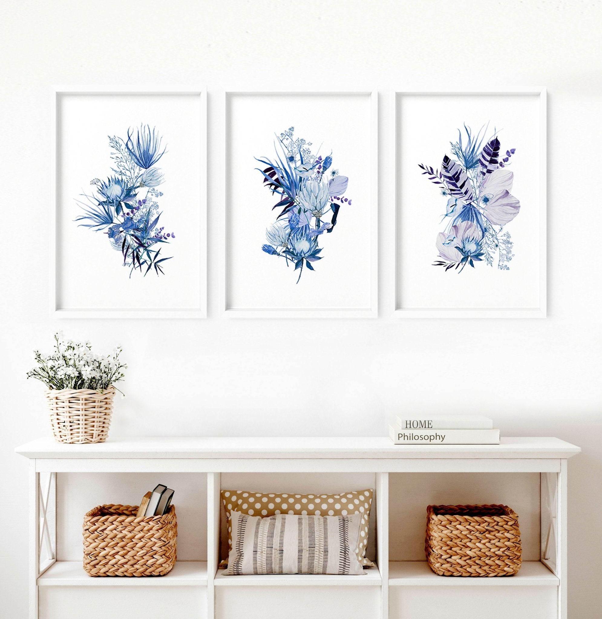 Botanical prints framed - set of 3 unique wall art | About Wall Art