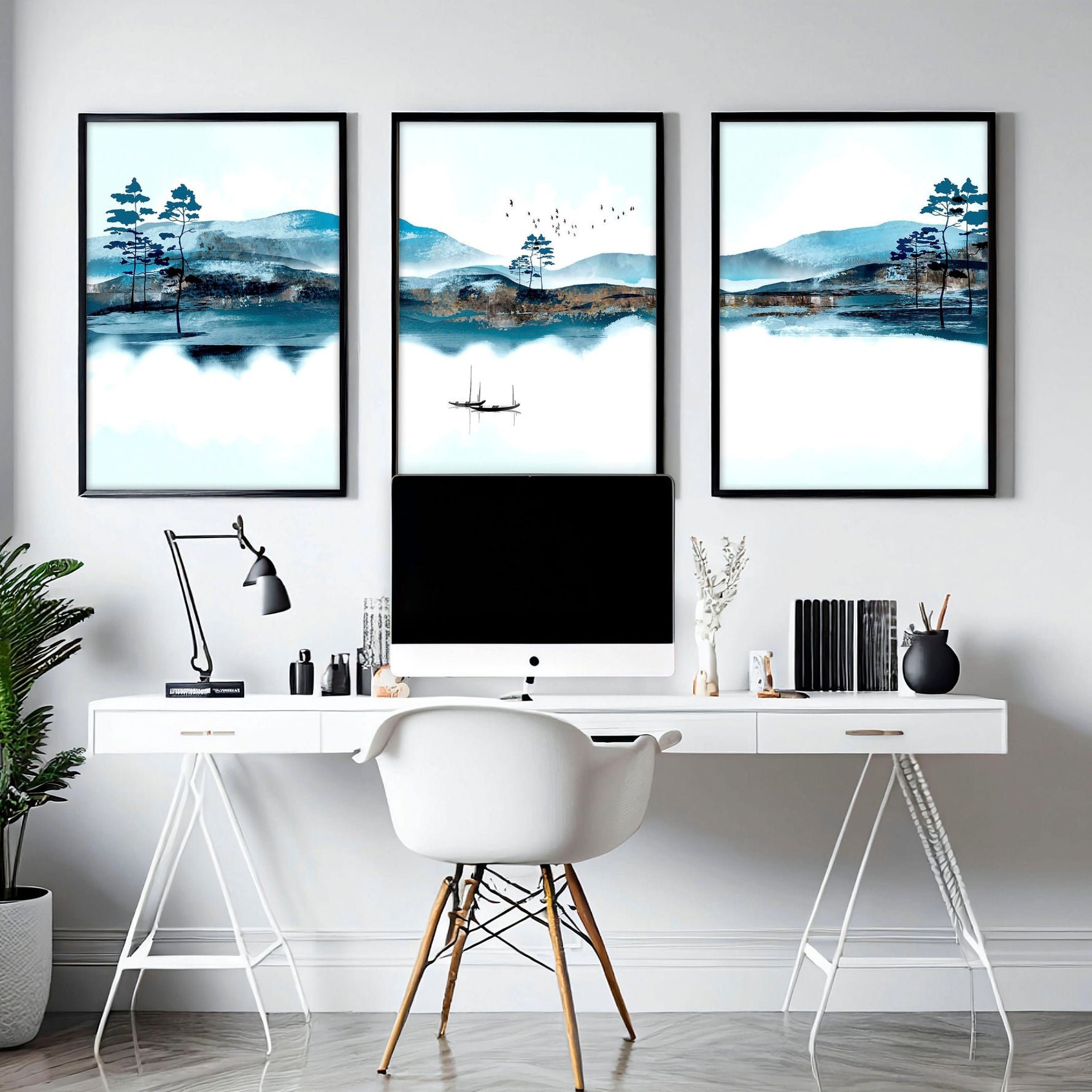 Elevate your office decor with our exquisite Abstract wall art set of 3 ...