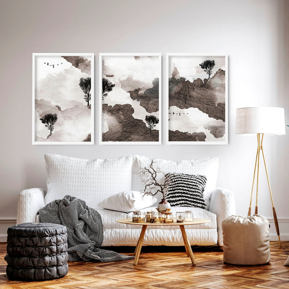 Living room pictures for the walls - set of 3 art prints