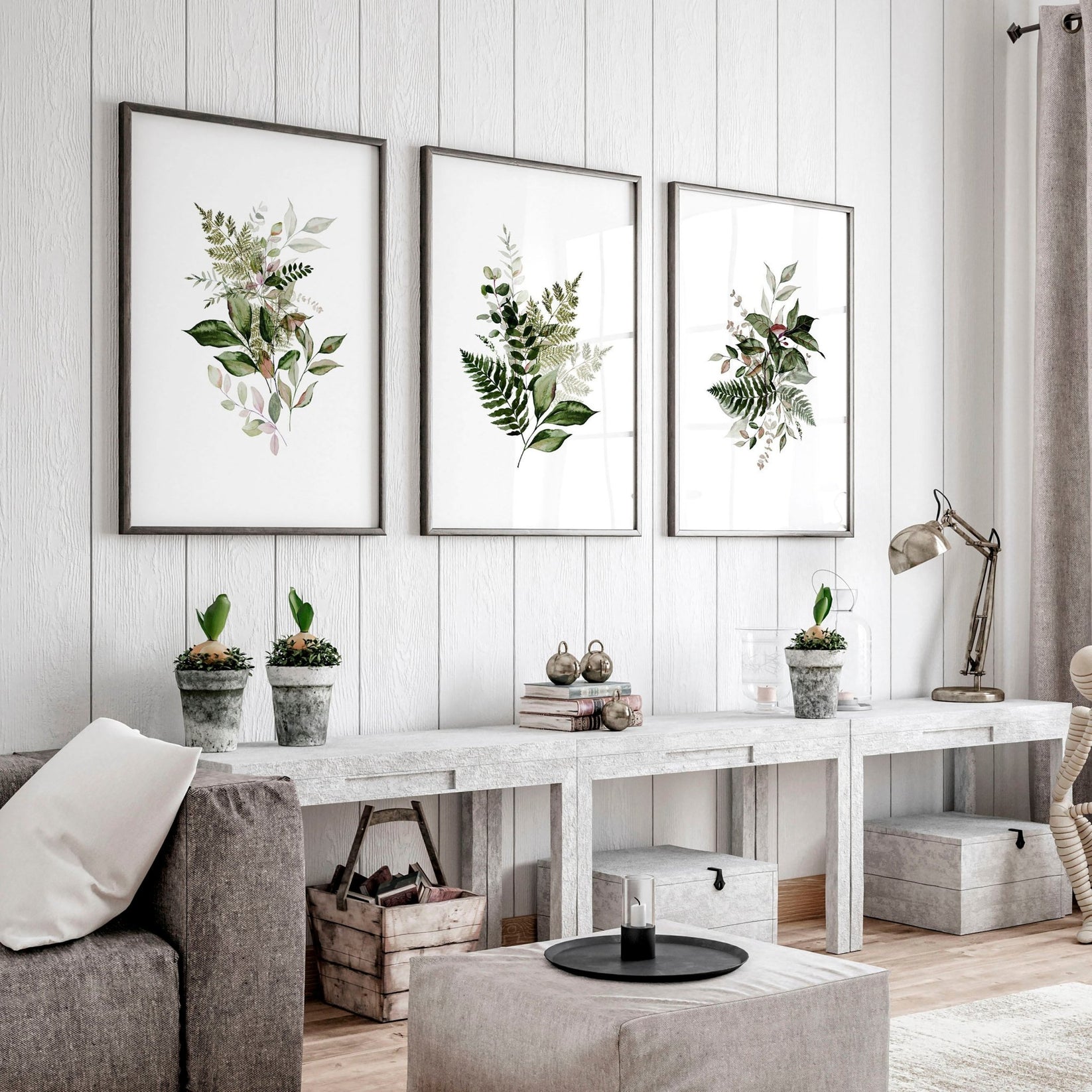 Greenery wall painting set of 3 framed wall art | About Wall Art