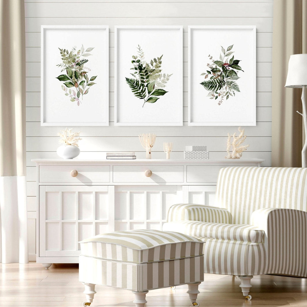 Greenery wall painting set of 3 framed wall art