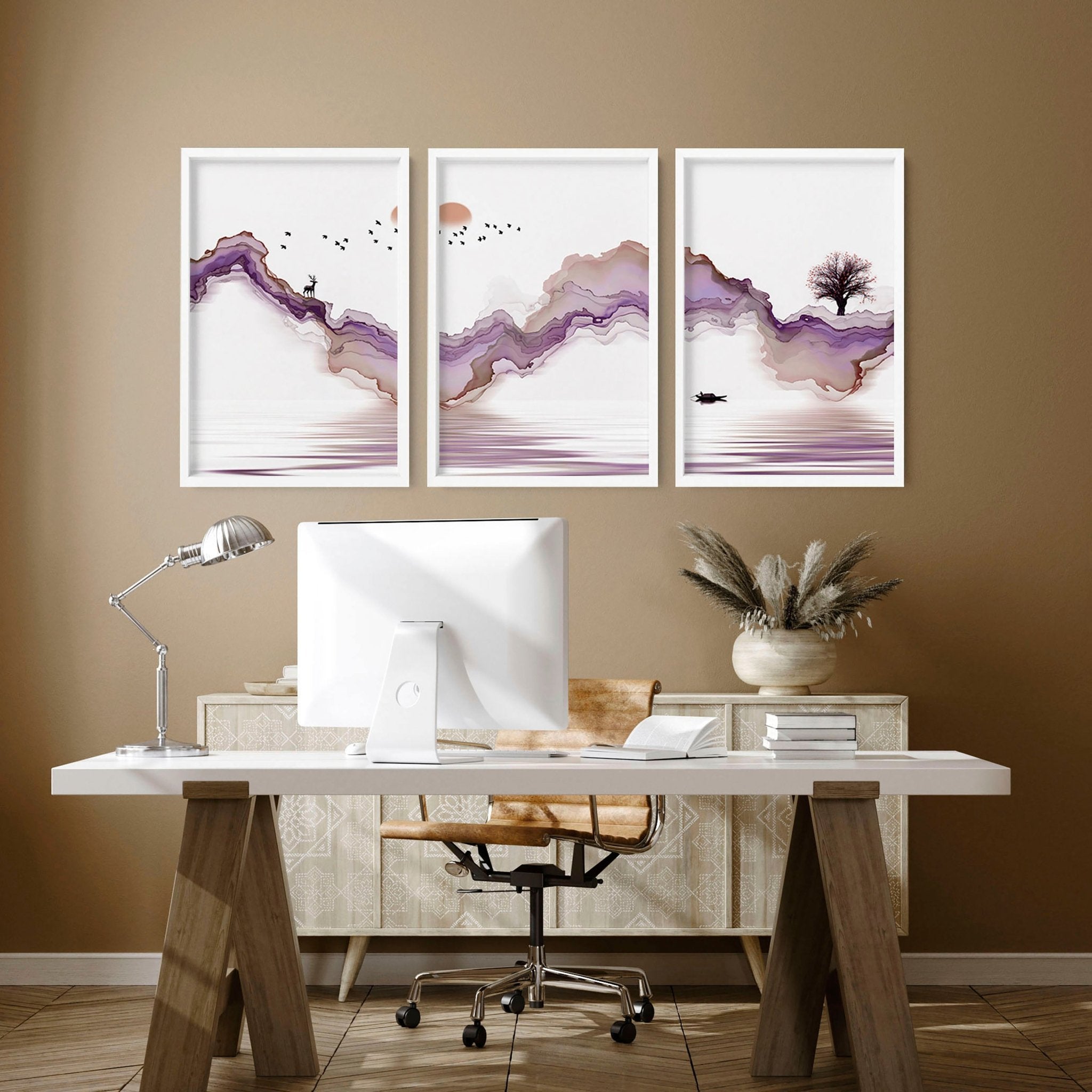 Office art - Set of 3 Japanese wall art