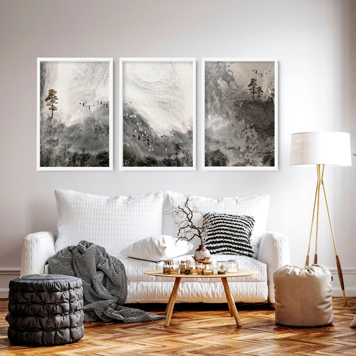 Living room art wall - Set of 3 framed wall art | About Wall Art