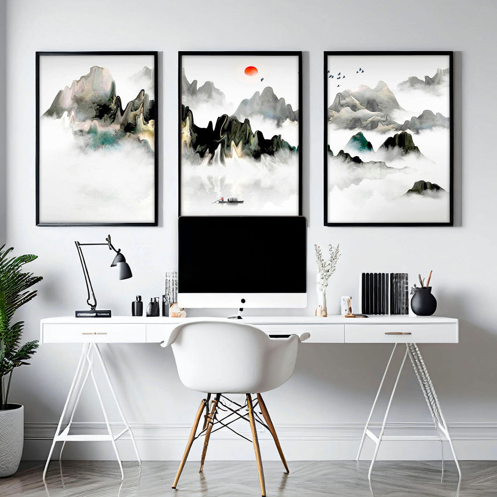 Office decor ideas for work - Set of 3 framed wall art | About Wall Art