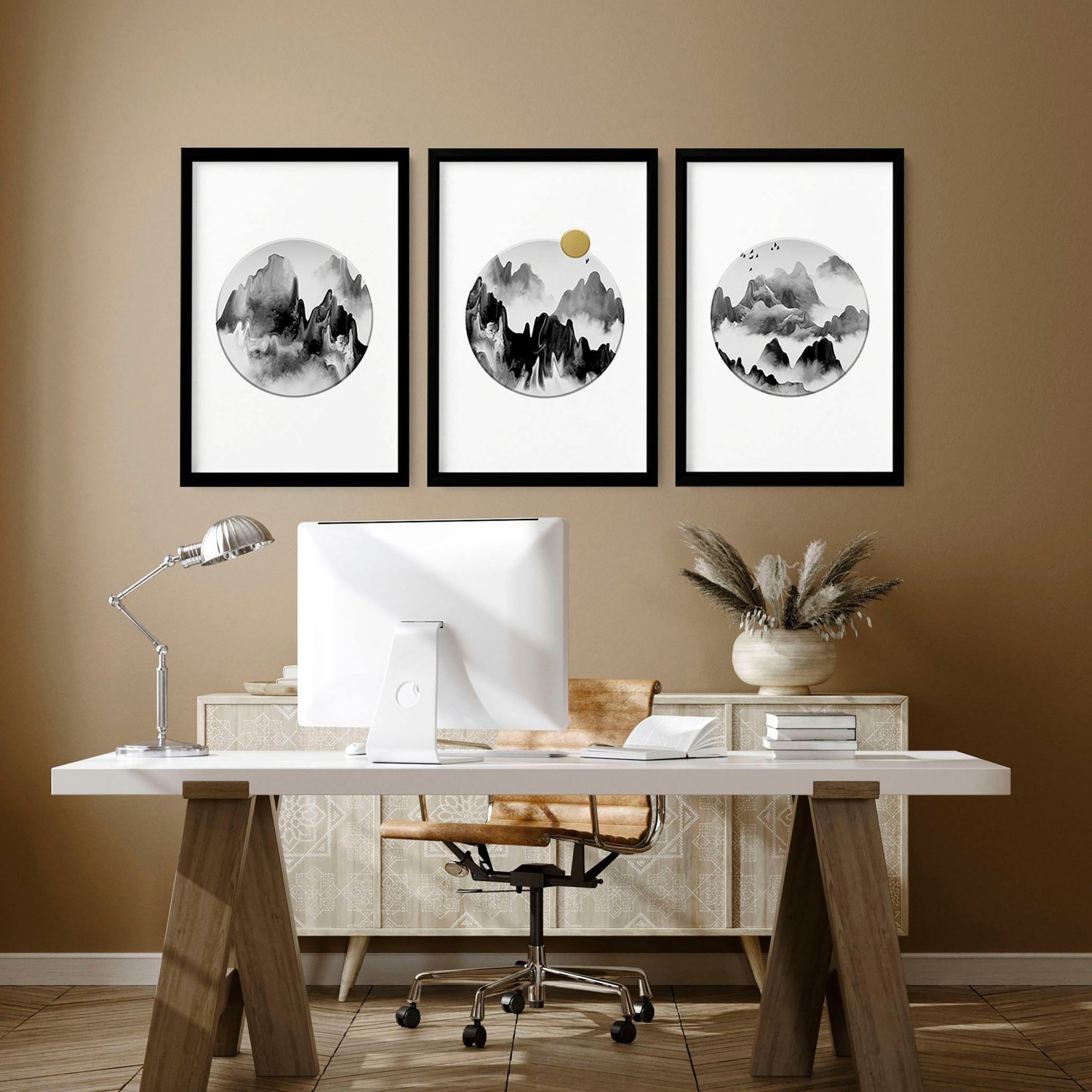 Office desk decor - Set of 3 framed wall art | About Wall Art