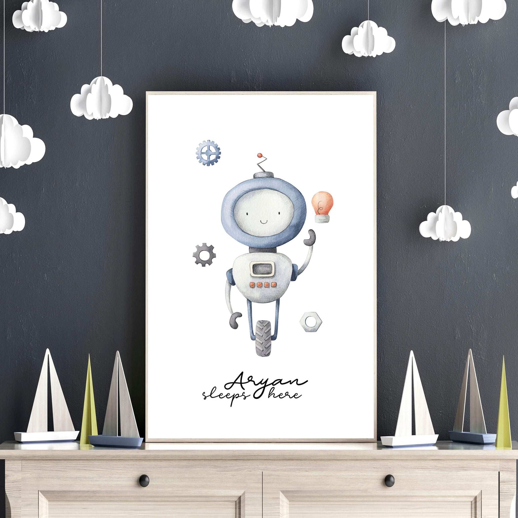 Robot playroom wall decor | wall art print | About Wall Art