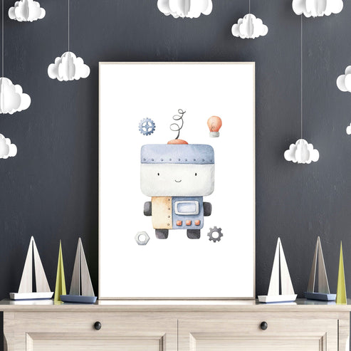 Nursery hanging decor | set of 3 Robots wall art prints | About Wall Art