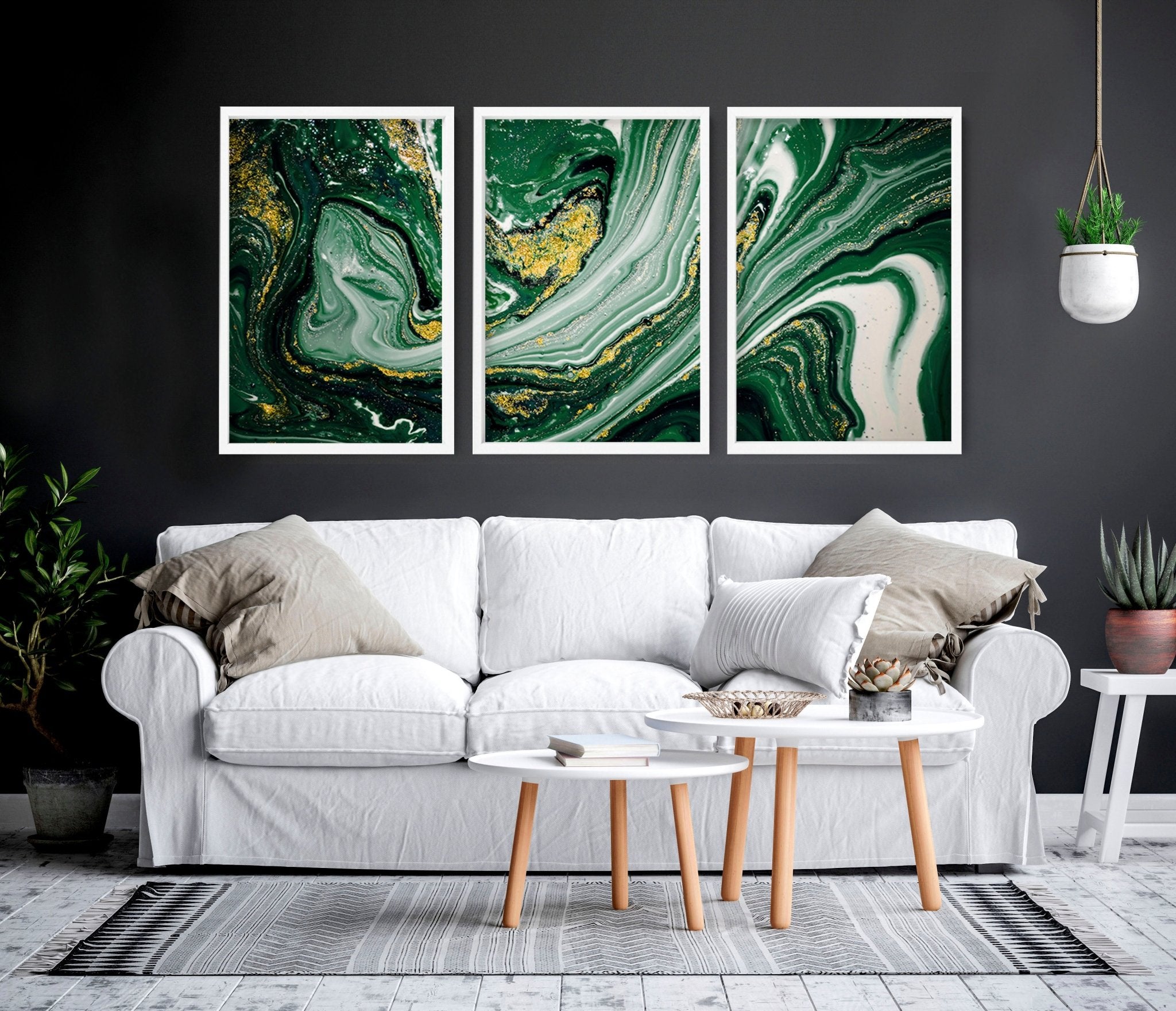 Wall abstract art - set of 3 Marble wall art prints | About Wall Art